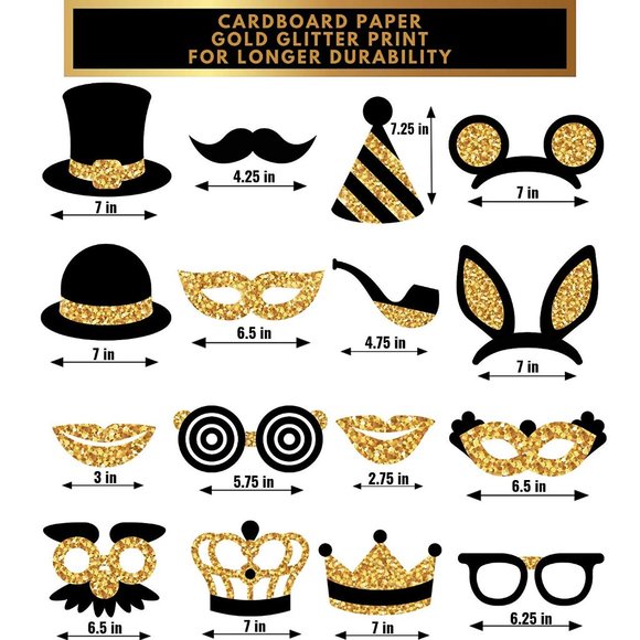 Party Supplies | Photo Booth Props Gold 16pcs Glitter Free Backdrop ...